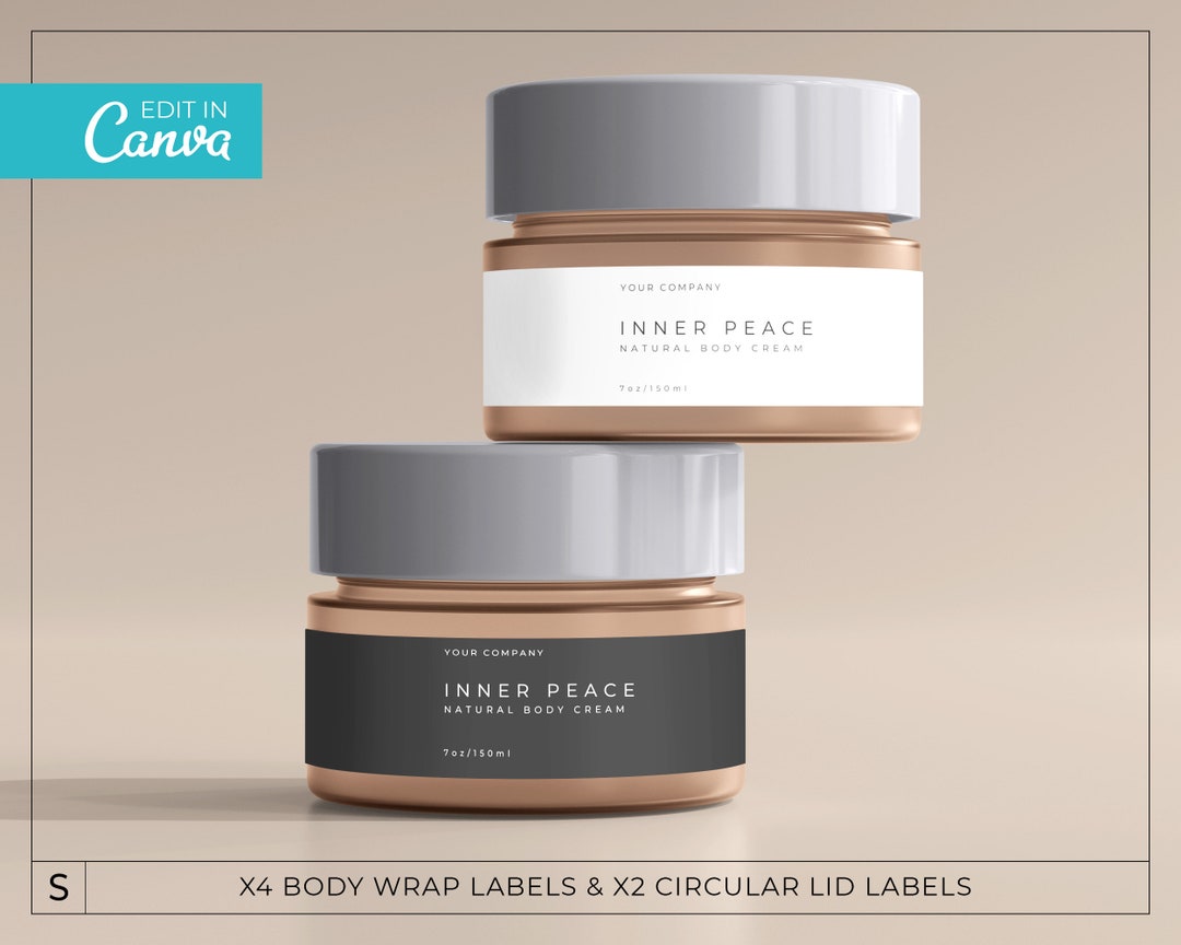 Minimalist Wrap Around Cosmetic Label Template / Editable Wrap Around ...