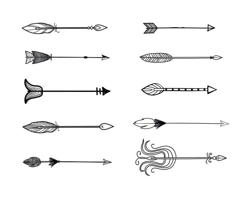 100 Hand Drawn Arrows // Arrow Doodles // Tribal Arrow // | Etsy