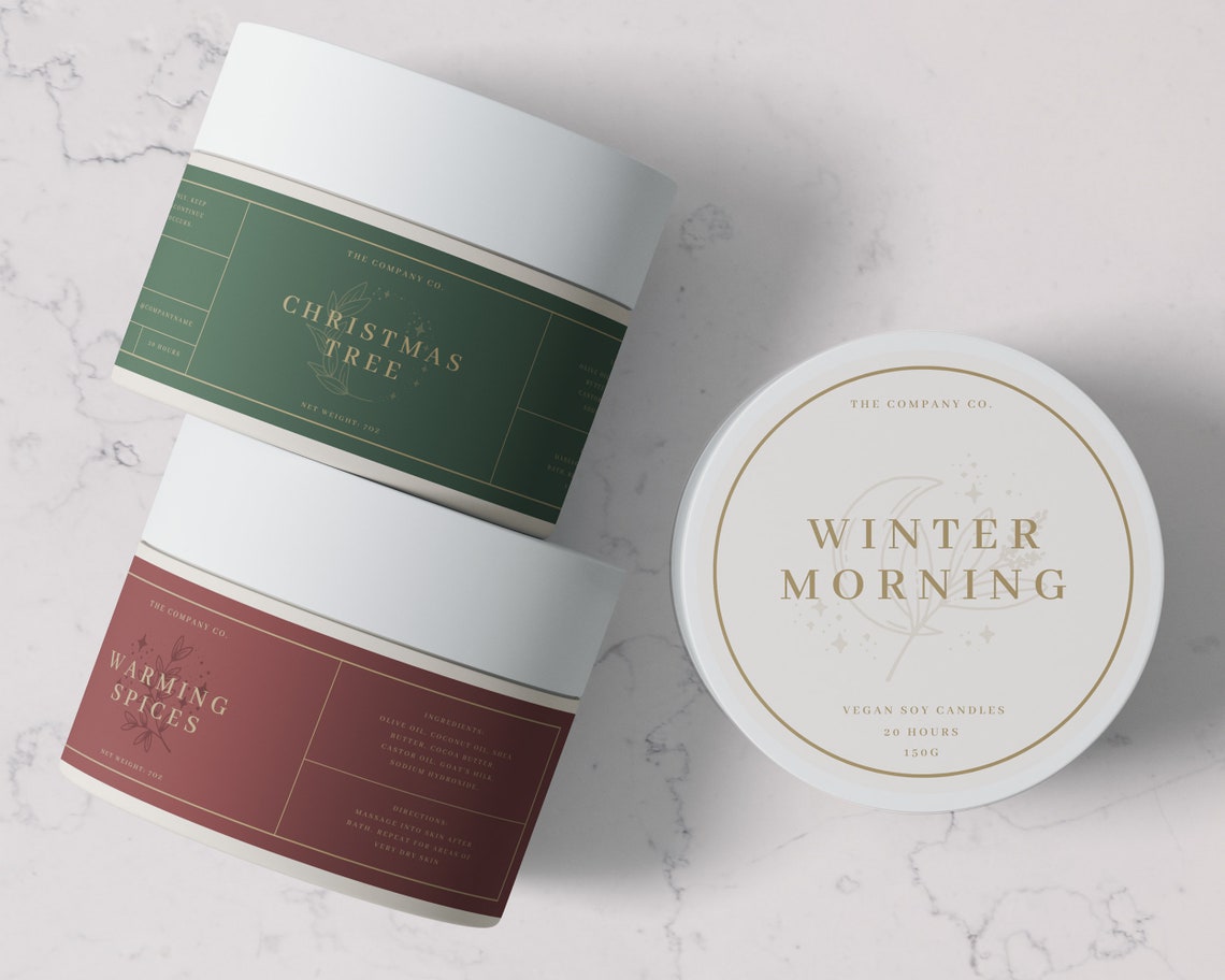 Christmas Product Label Template / Editable Wrap Around Label | Etsy