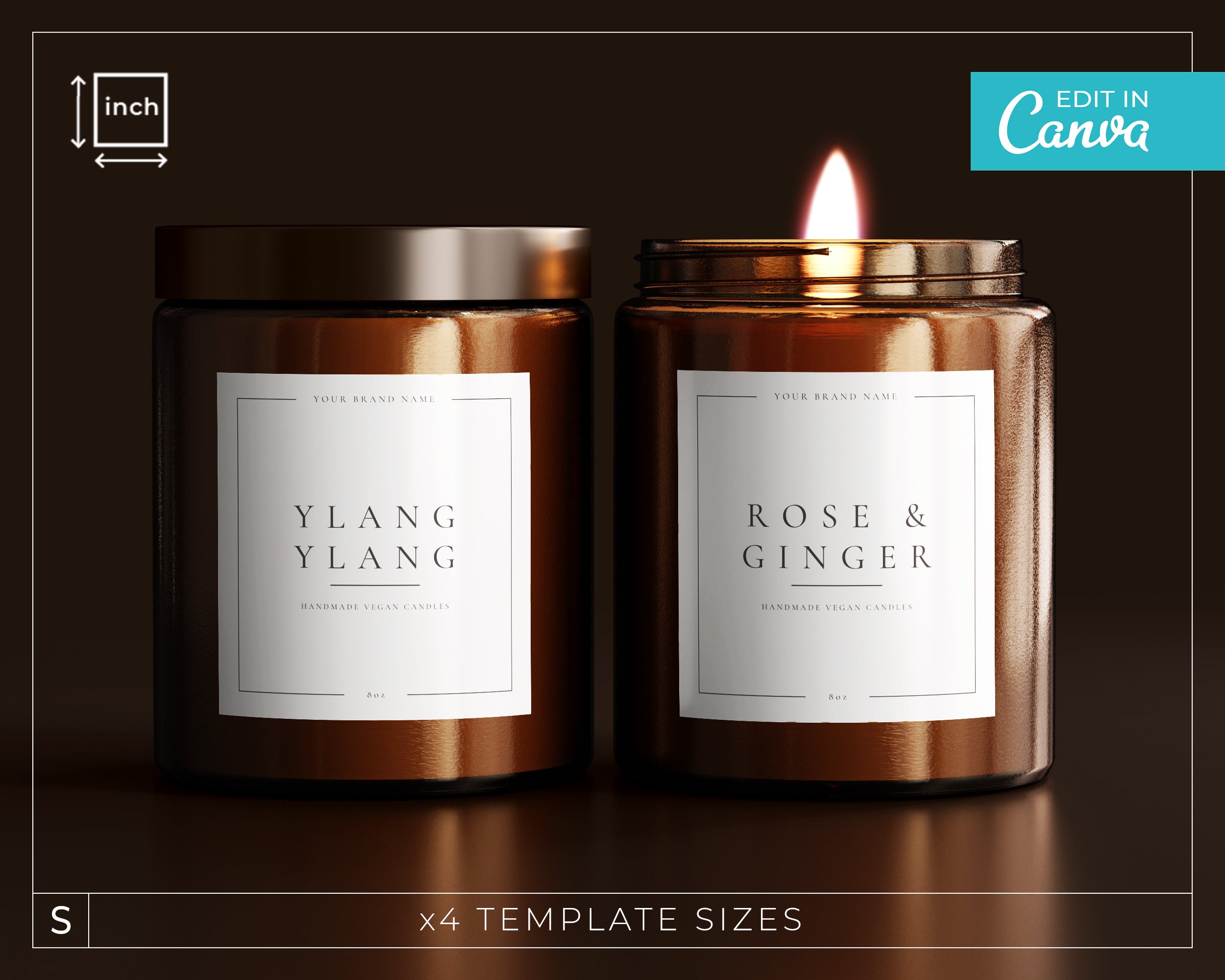 Elegant Candle Label Template / Editable Candle Labels / Minimalist ...