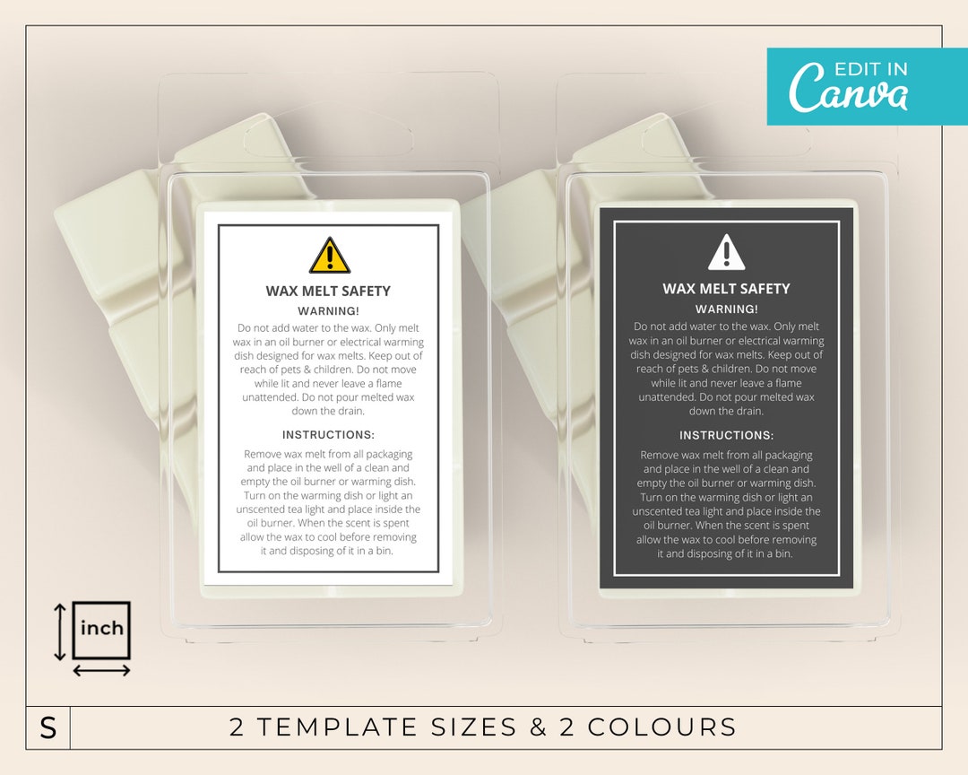 Wax Melt Warning Labels / Wax Melt Labels / Wax Melt Instructions ...
