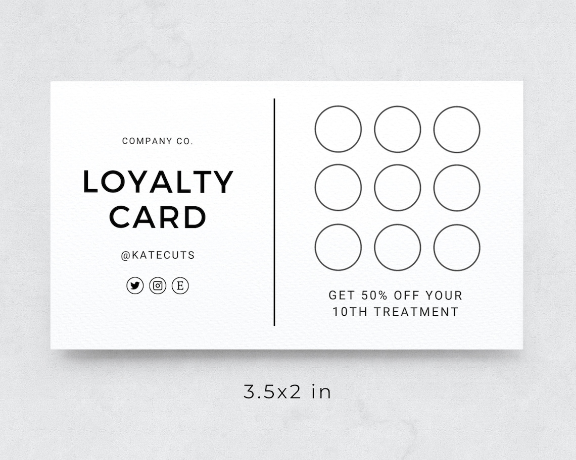 Simple Loyalty Card Template / Modern Rewards Card / Printable | Etsy