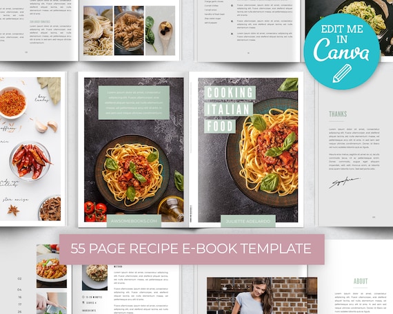 Modern Recipe E-book Template / Editable Recipe Magazine | Etsy UK