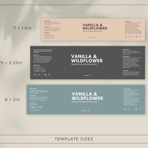 Cosmetic Label Template / Editable Wrap Around Label Template / Minimalist Beauty Product Label ...