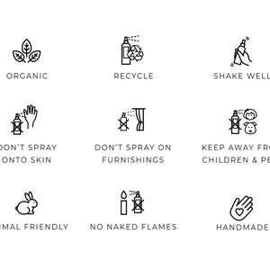 Room Spray Icons / Room Fragrance Care Icons / Perfume Warning Icons ...
