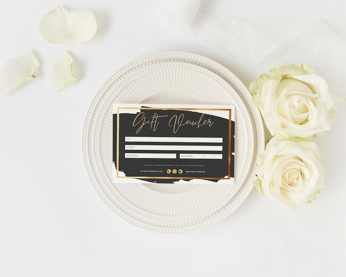 Gold Gift Card Template / Minimalist Editable Gift Voucher | Etsy