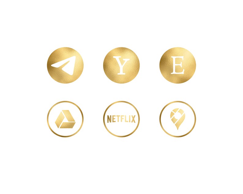 220 Gold Foil Social Media Icons // Gold Circle Icons // Website Icons ...