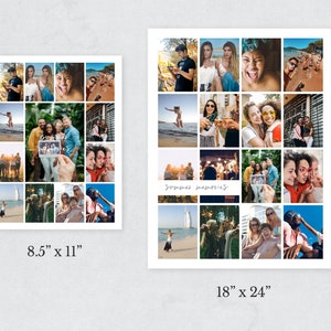 Editable Photo Collage Template / Printable Photo Grid / 8.5" X 11 ...