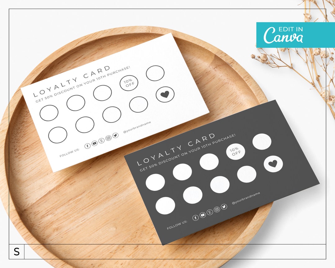 Minimalist Loyalty Card Template / Editable Rewards Card / Simple ...