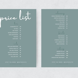 Simple Price List Template / Minimalist Printable Price List / Modern ...