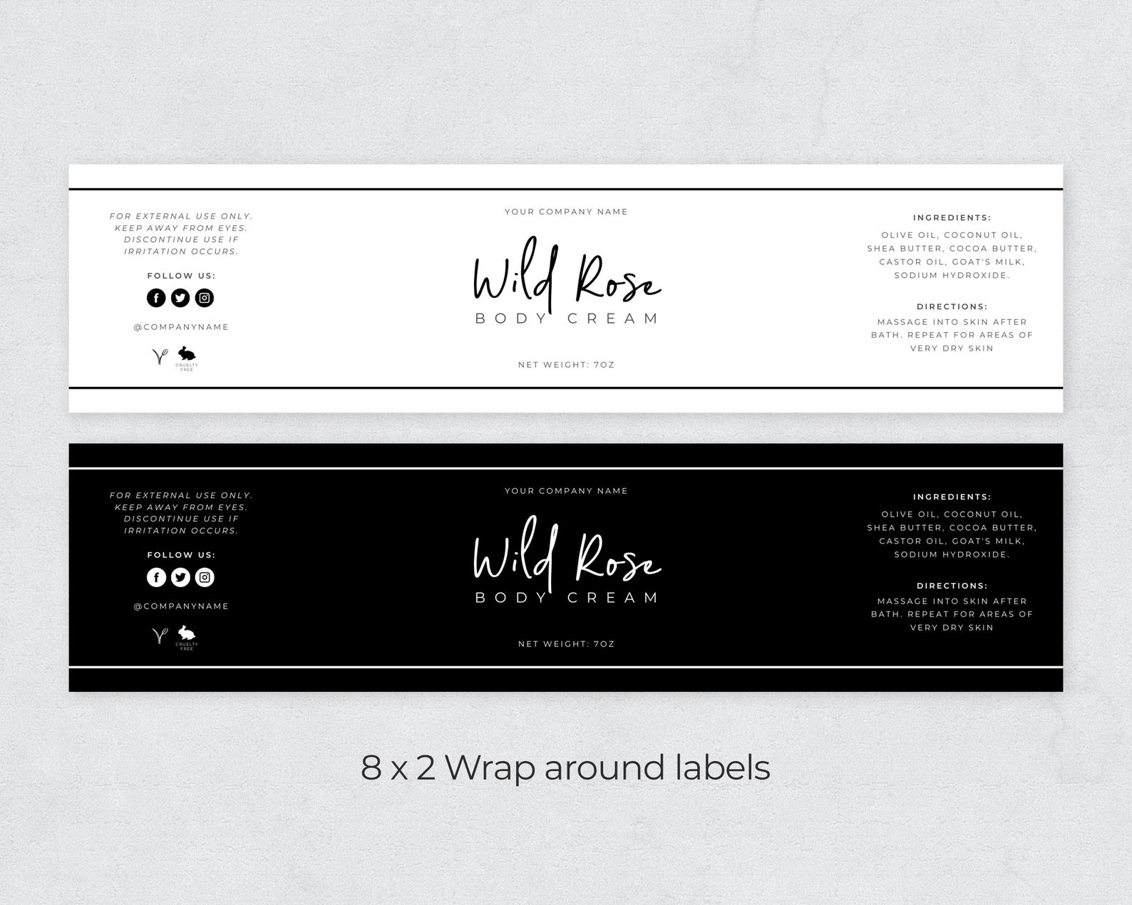 Editable Wrap around label template / Body Product Label | Etsy