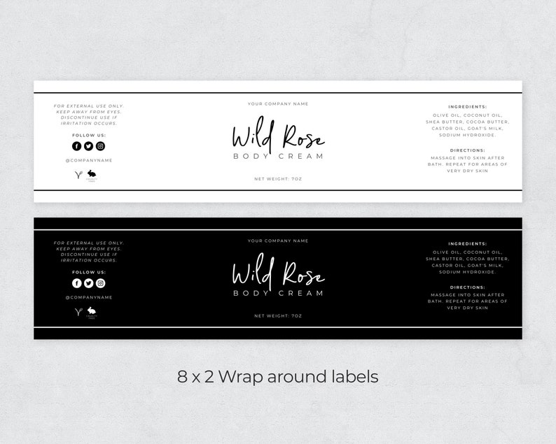 Editable Wrap Around Label Template / Body Product Label | Etsy Australia