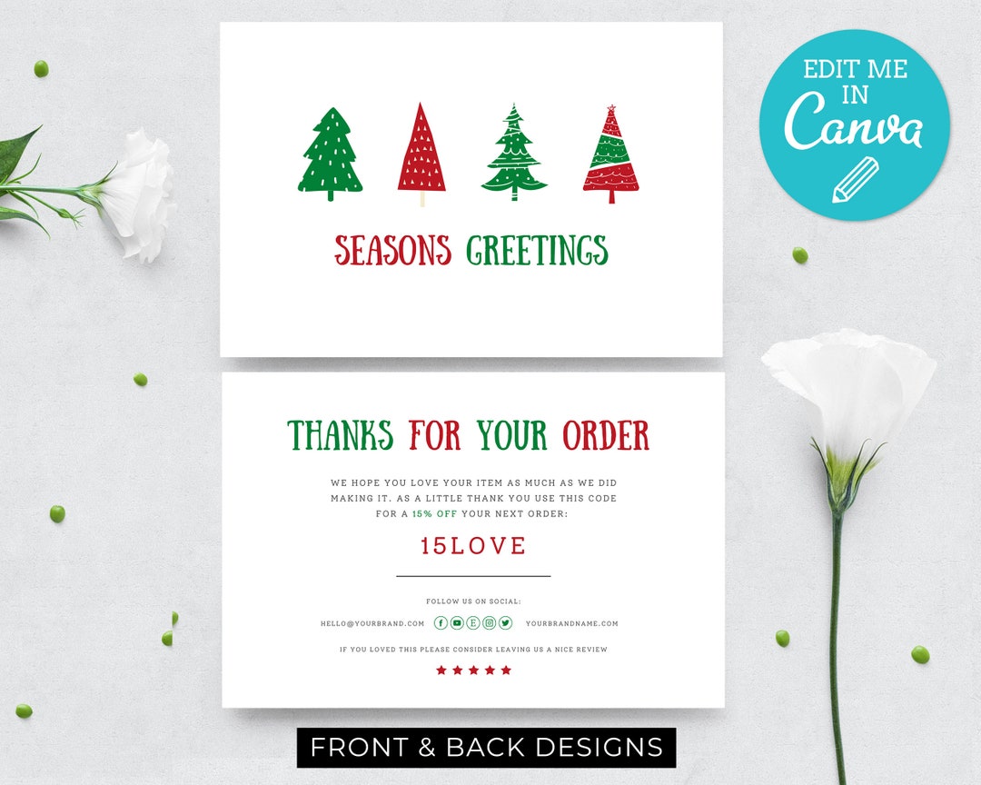 Christmas Thank You Card Template / Editable Canva Thank You Card ...
