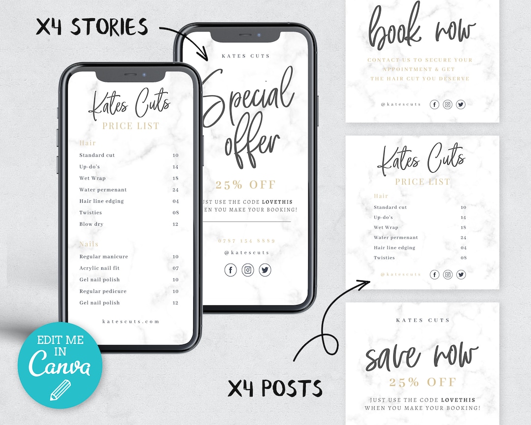 Instagram Price List Template / Marble Instagram Price List Template ...