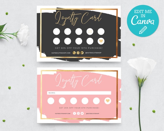 Gold Loyalty Card Template / Editable Rewards Card / - Etsy