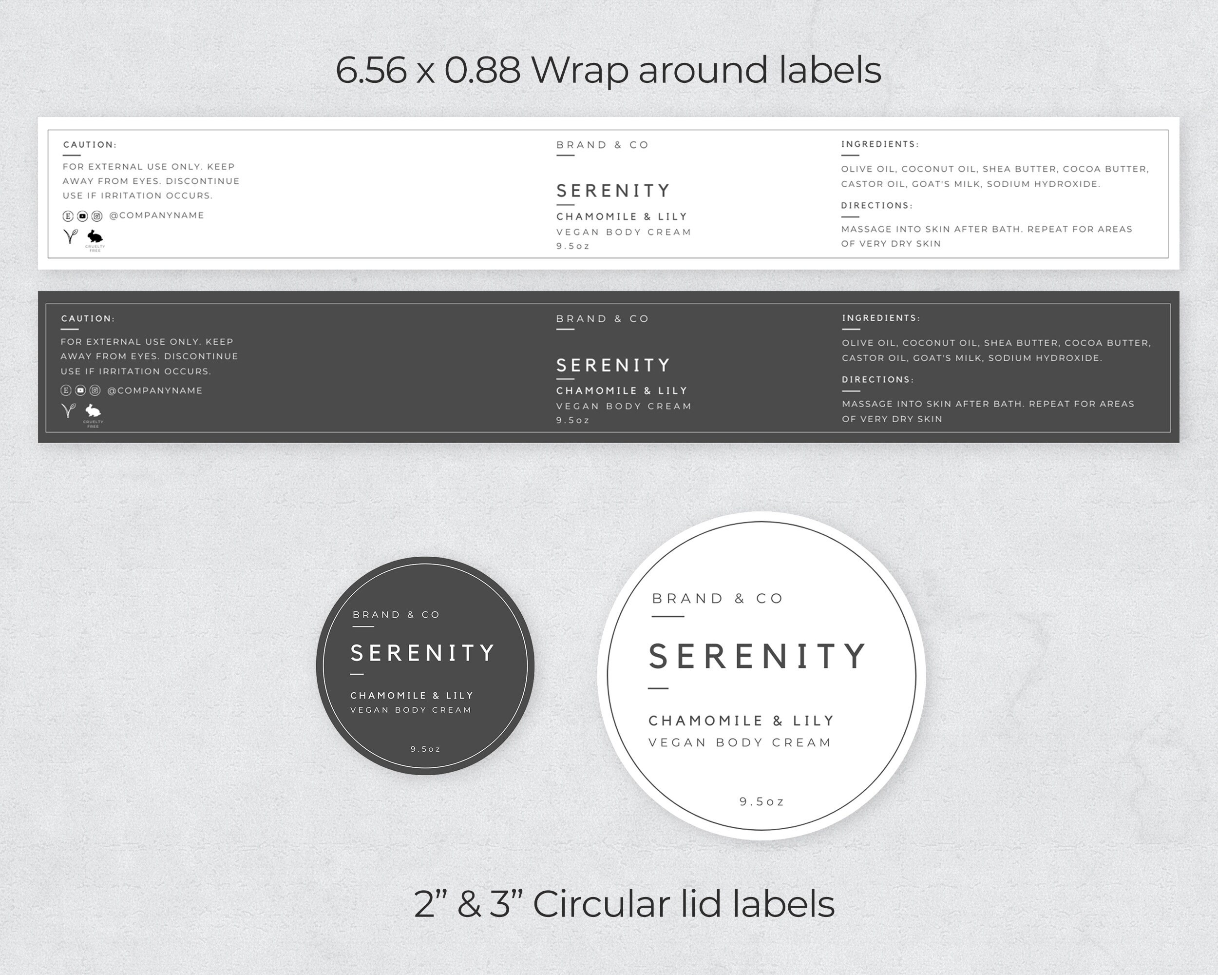 Minimalist Wrap Around Label Template / Editable Product Label - Etsy