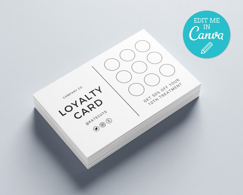Simple Loyalty Card Template / Modern Rewards Card / Printable | Etsy