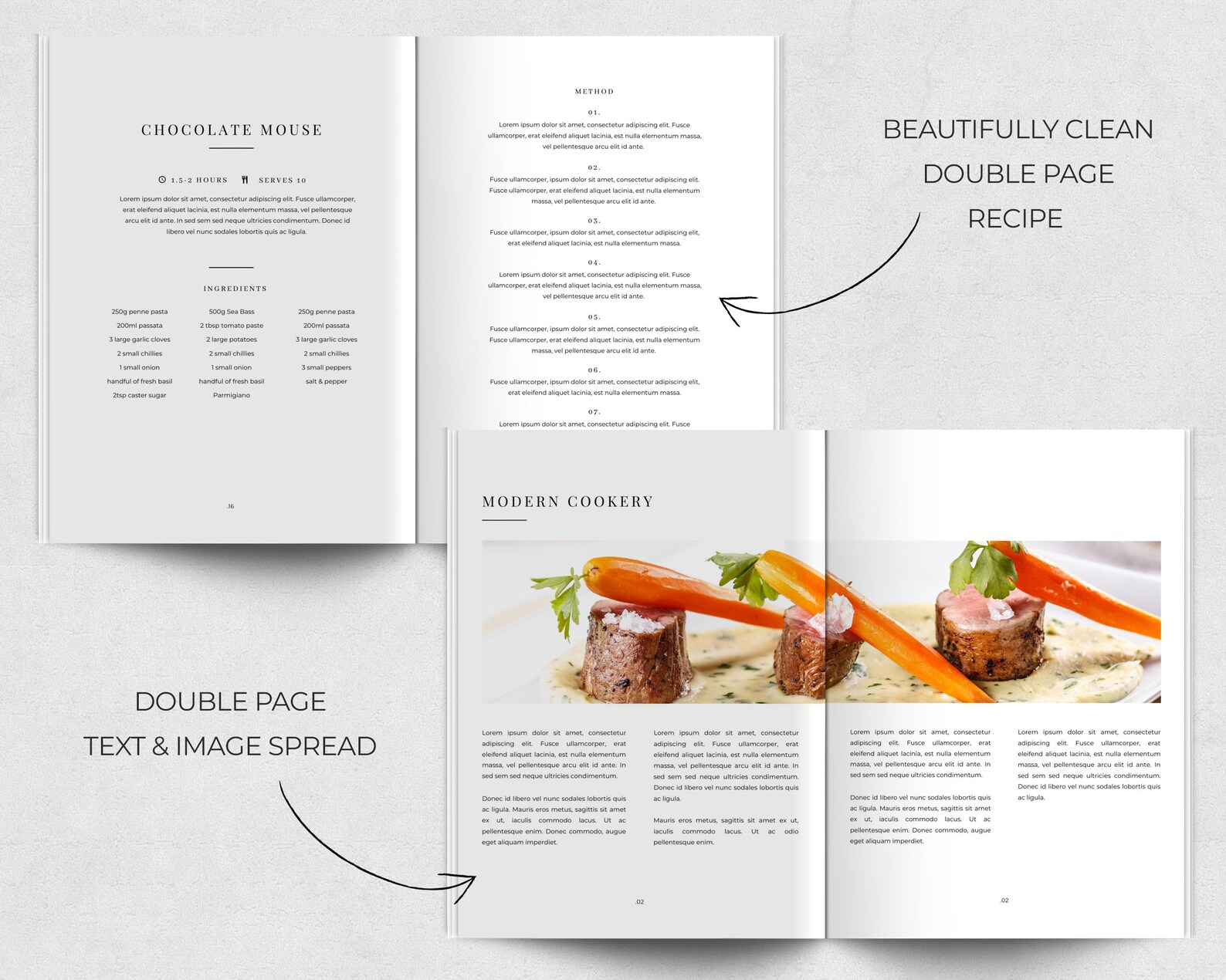 Minimalist Recipe E-book Template / Editable Modern Magazine | Etsy
