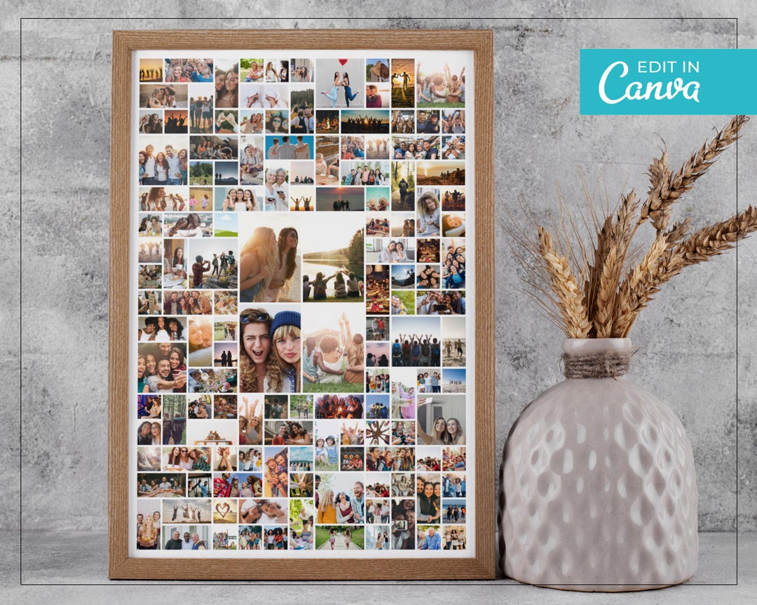 Huge Photo Collage Template With 4 Focal Photos / Editable Photo ...
