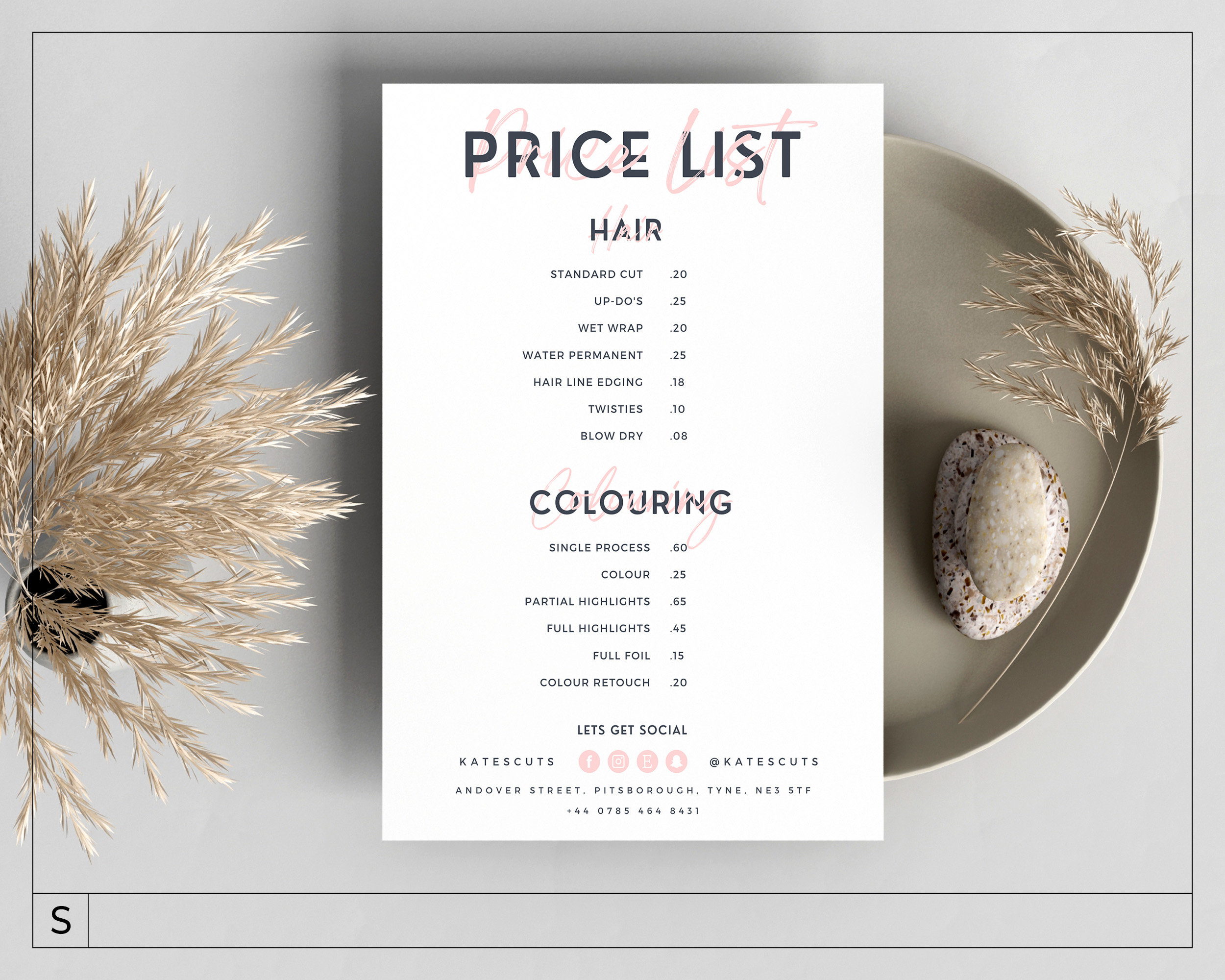 Editable Price List Template / Modern Pink & Black Price List - Etsy UK