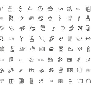 Planner Icons / Planner Girl Icon Pack / Everyday Life Icons / Chores ...