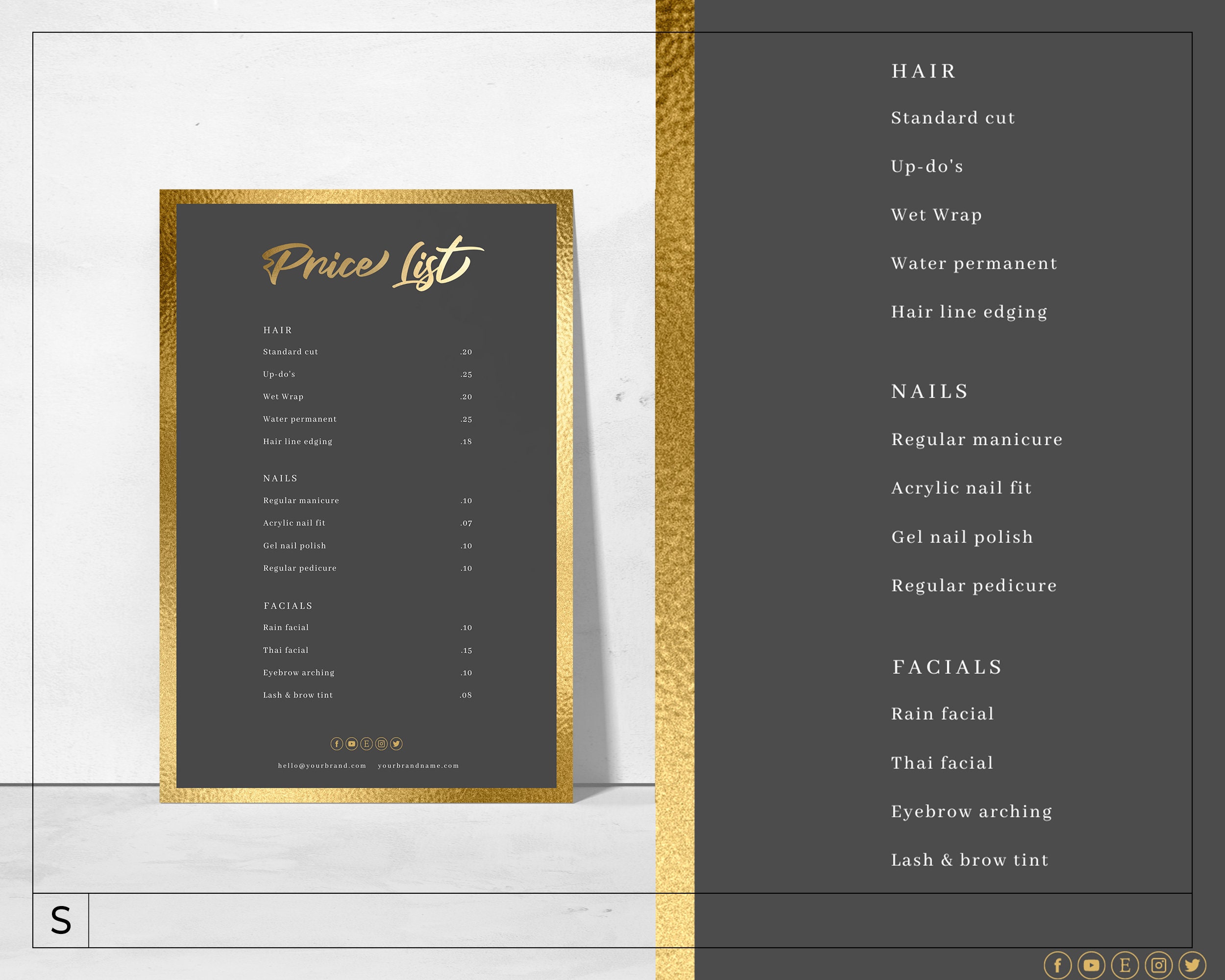Black & Gold Price List Template / Editable Price List Template / Gold ...