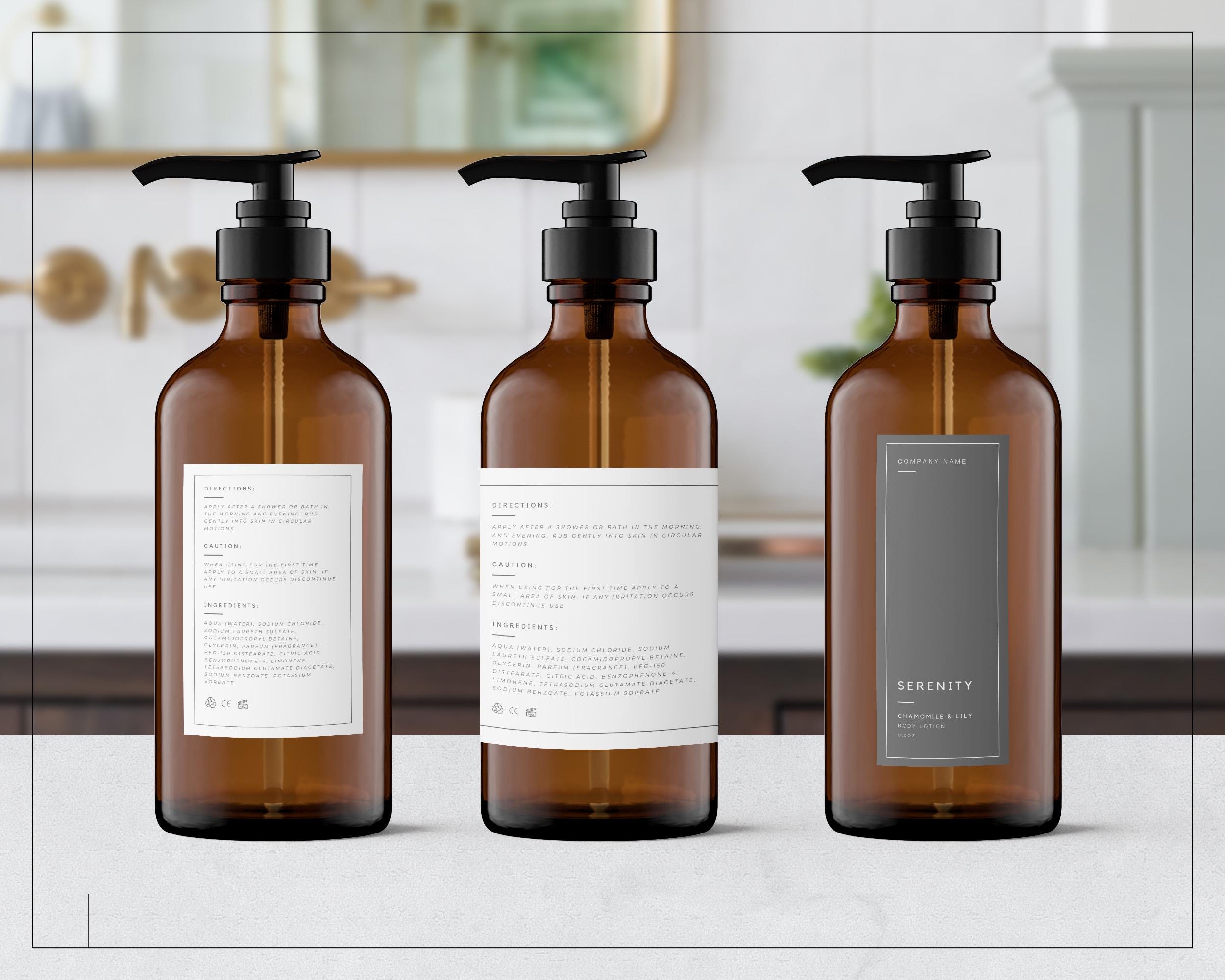 Minimalist Pump Bottle Label Template / Body Lotion Label Template ...