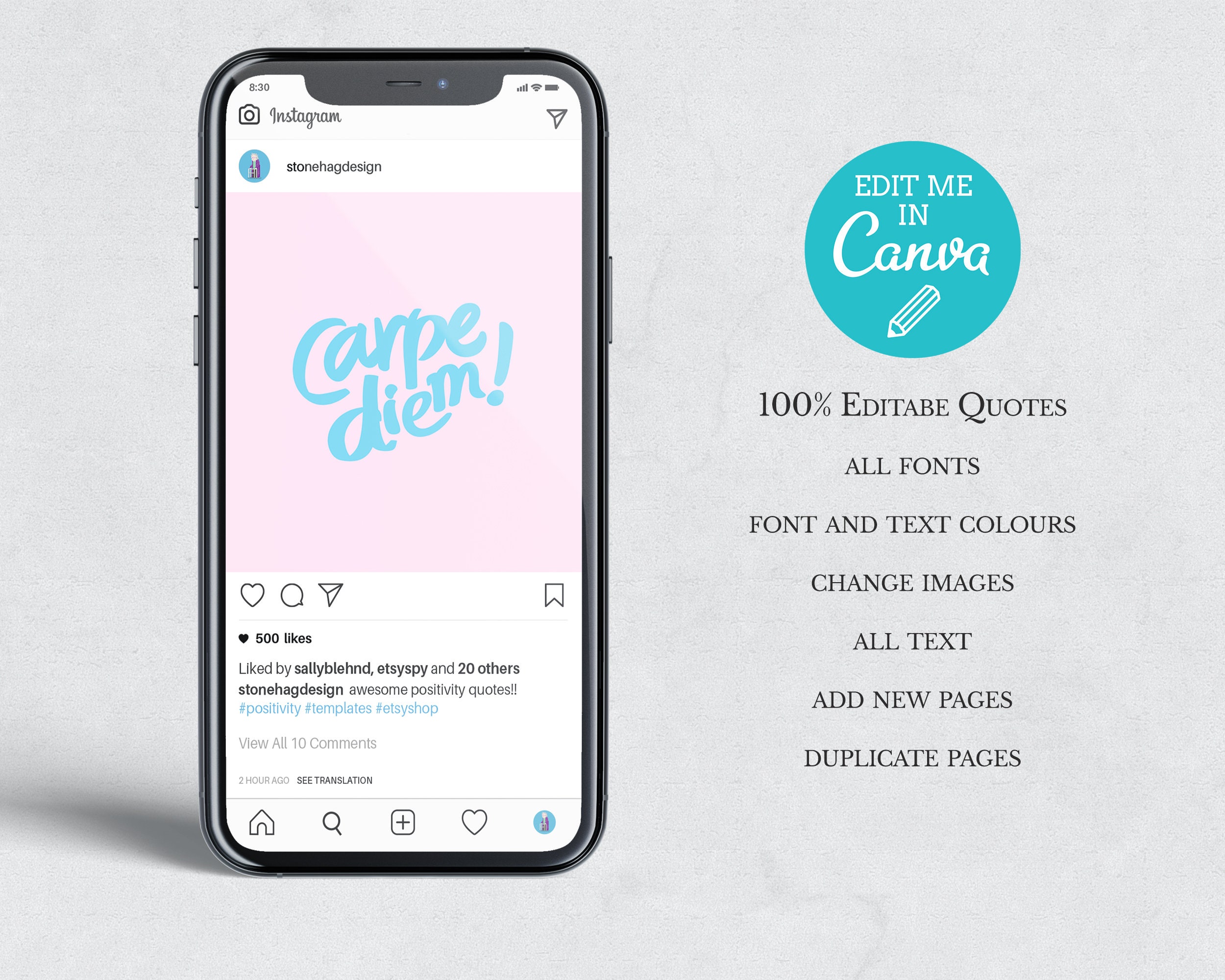 150 Editable Positive Instagram Post Quotes / Watercolour Inspirational ...