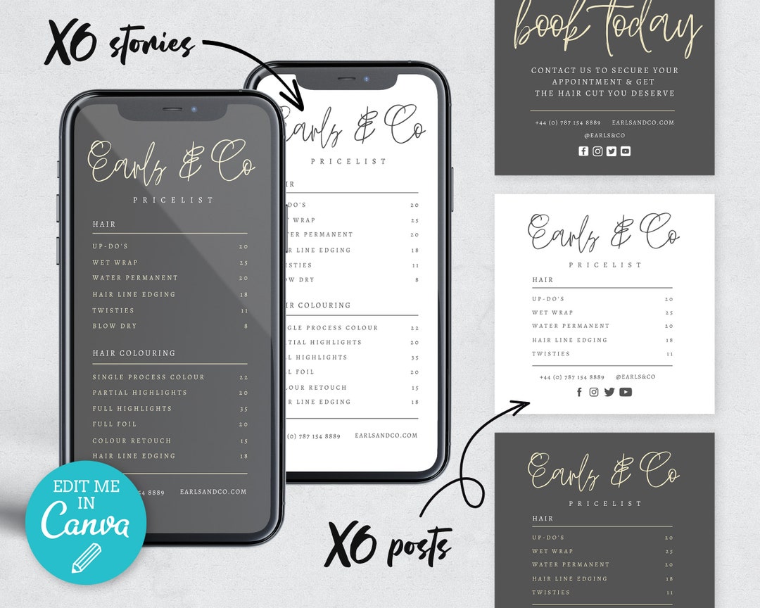 Price List Template for Instagram / Instagram Price List Template for ...