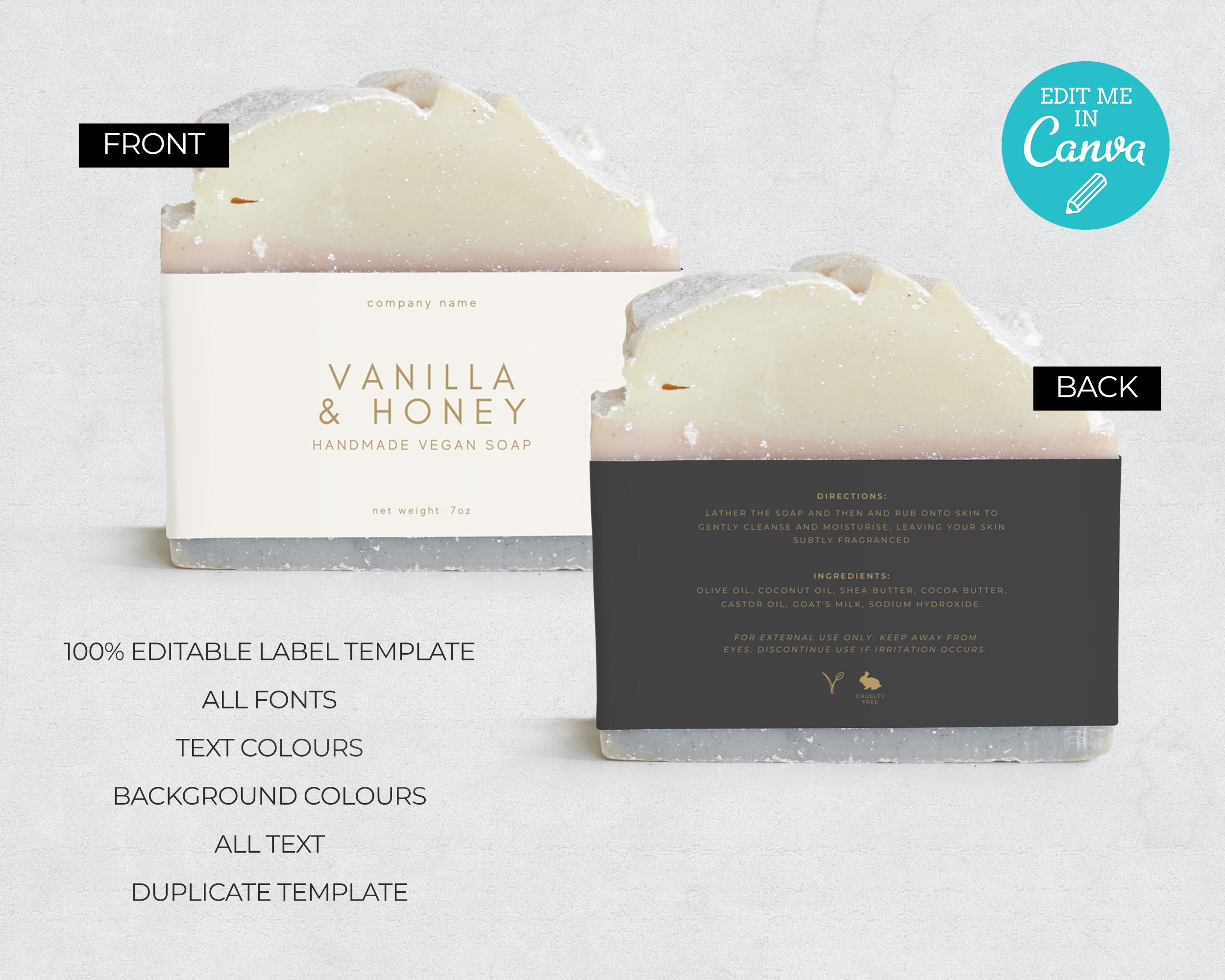 Minimalist Soap Label Template Editable Soap Wrap Around Etsy Uk