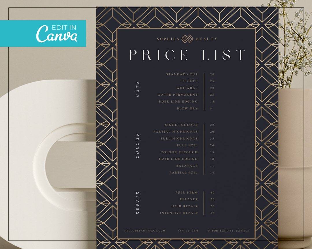 Elegant Gold Price List Template / Modern Price List Template ...