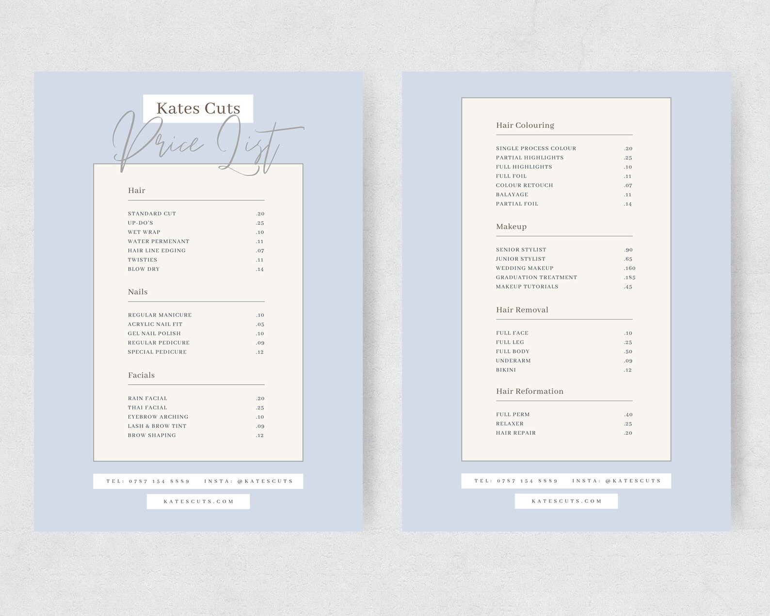 Modern Editable Price List Template / Elegant Minimalist Price - Etsy