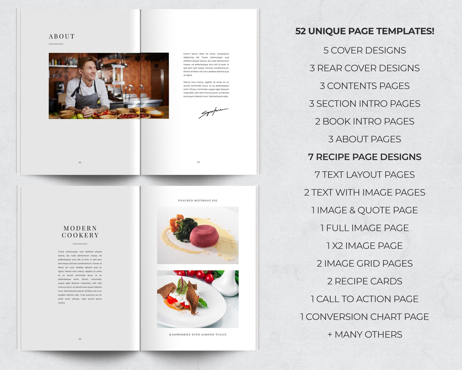 Minimalist Recipe E-book Template / Editable Modern Magazine | Etsy