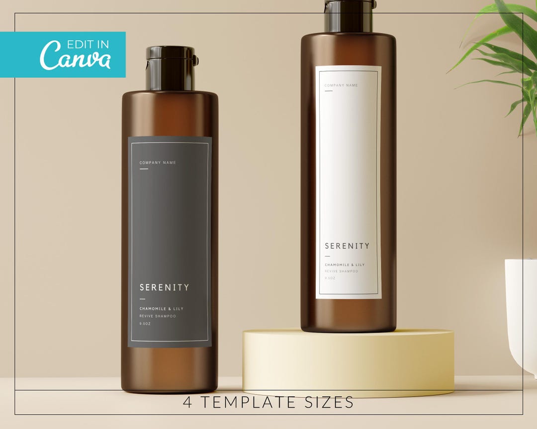 Minimalist Shampoo Bottle Label Template / Modern Pump Bottle Labels ...