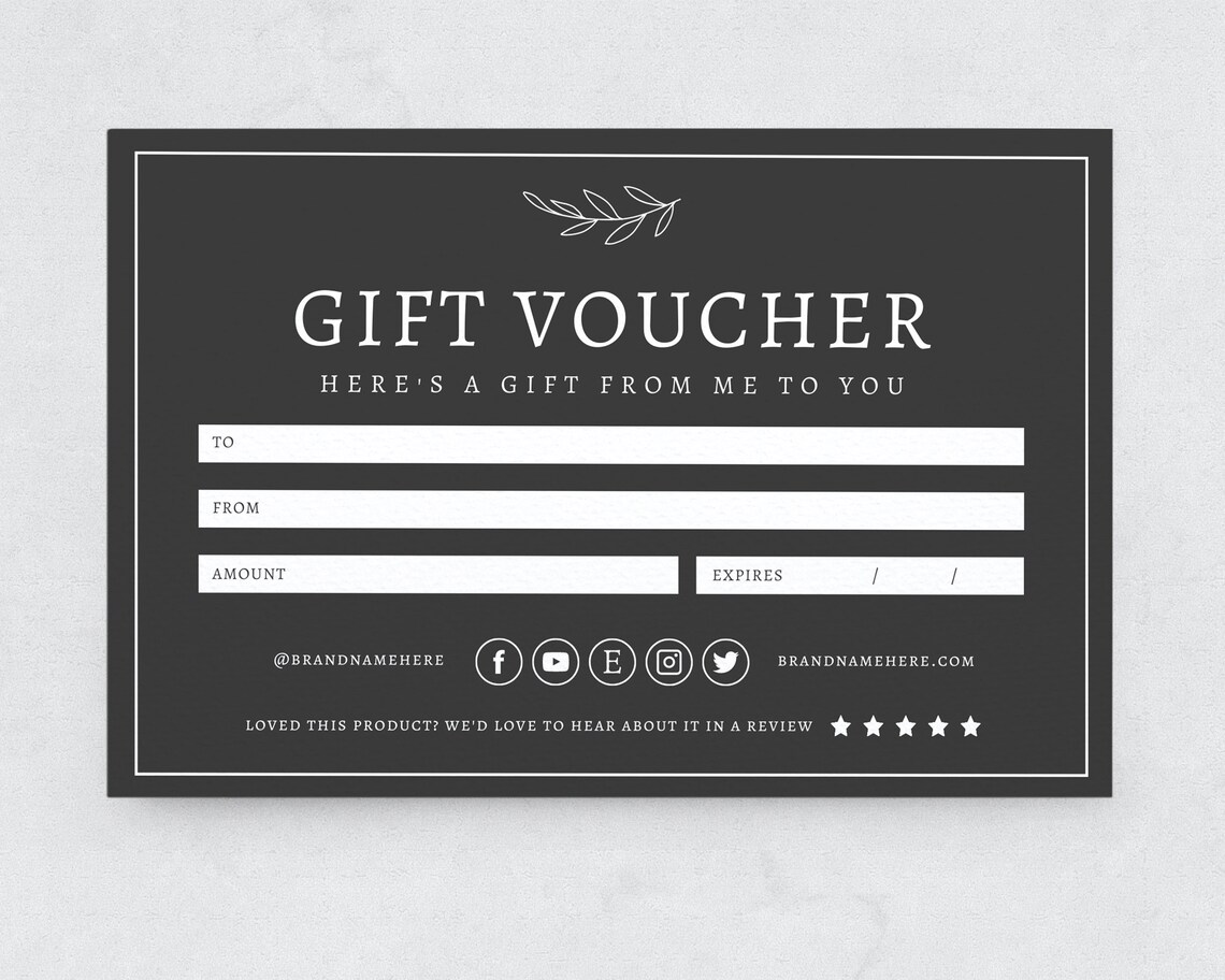 Elegant Gift Card Template / Editable Gift Voucher Template / - Etsy