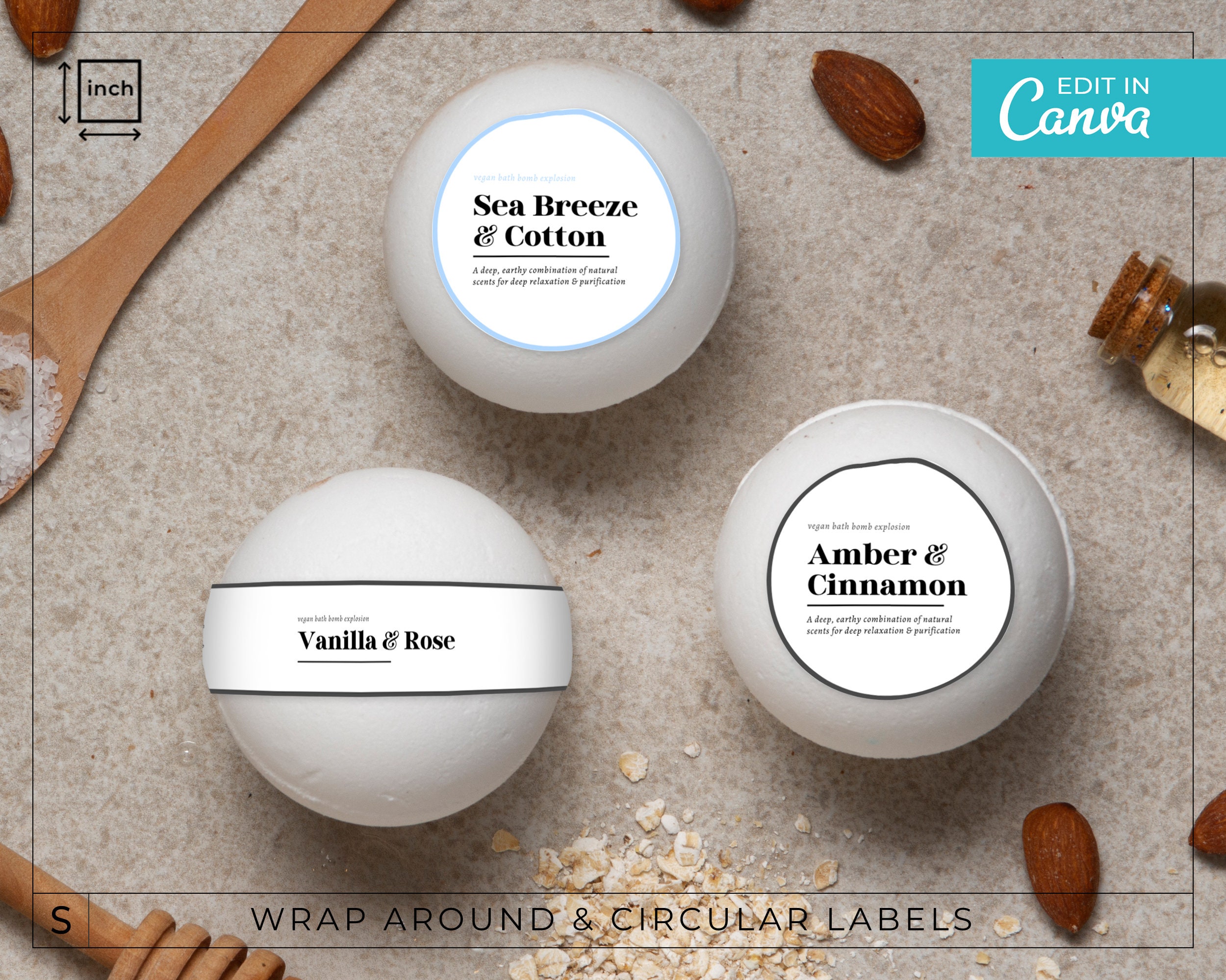 Elegant Bath Bomb Label Template / Editable Label Template / - Etsy