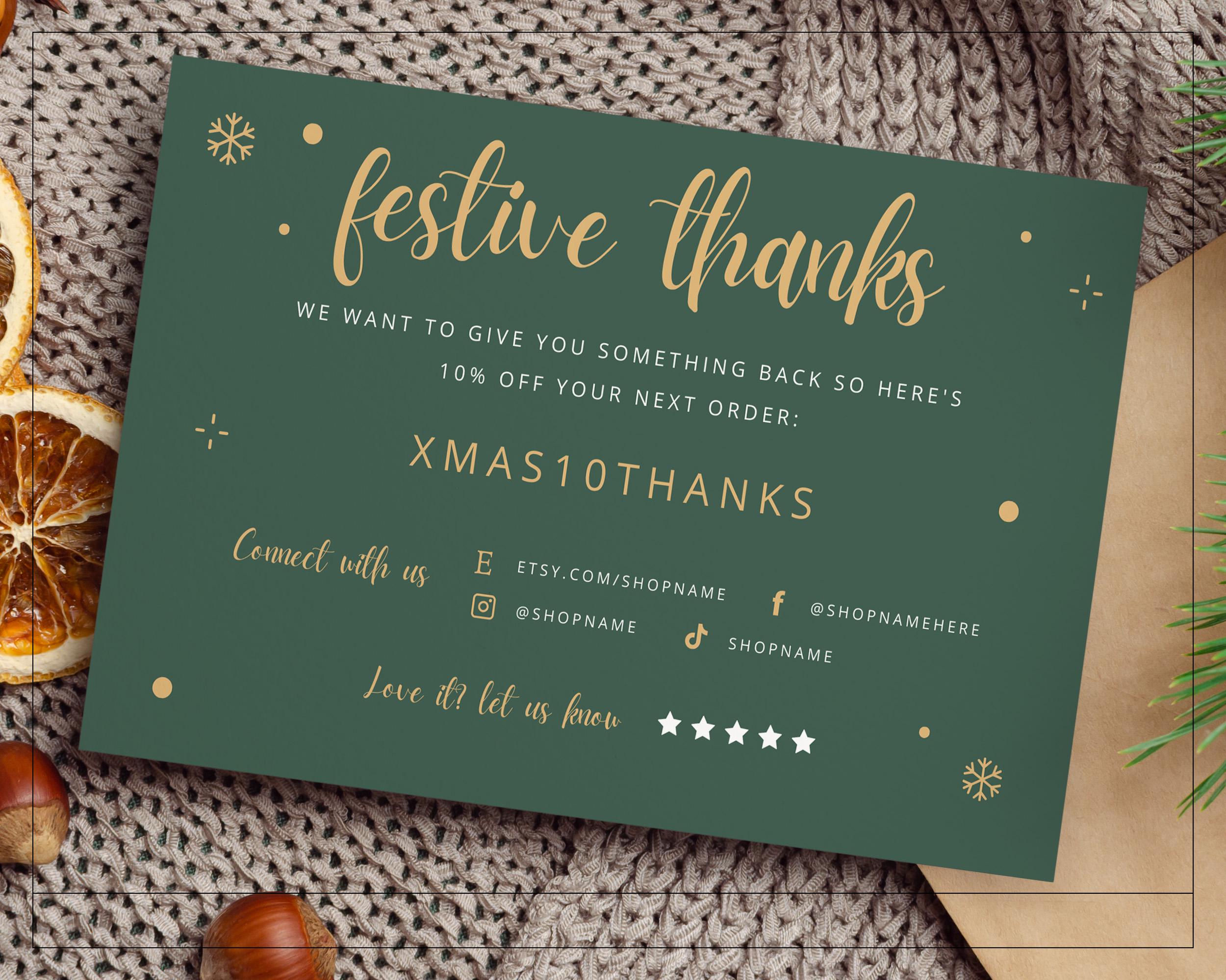 Festive Gold Christmas Thank You Card / Editable Canva Template ...