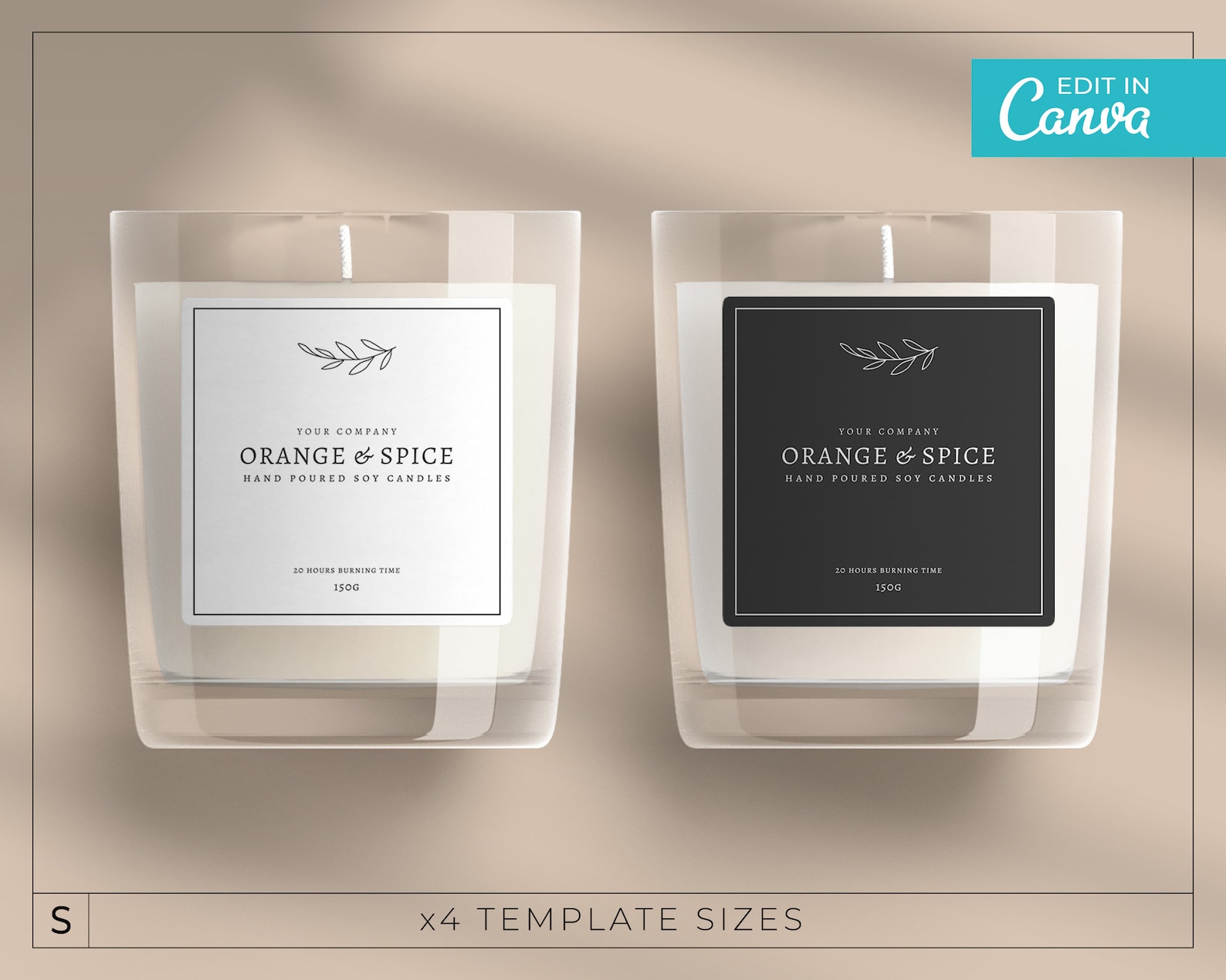 Elegant Candle Label Template / Editable Candle Labels / Custom Candle ...
