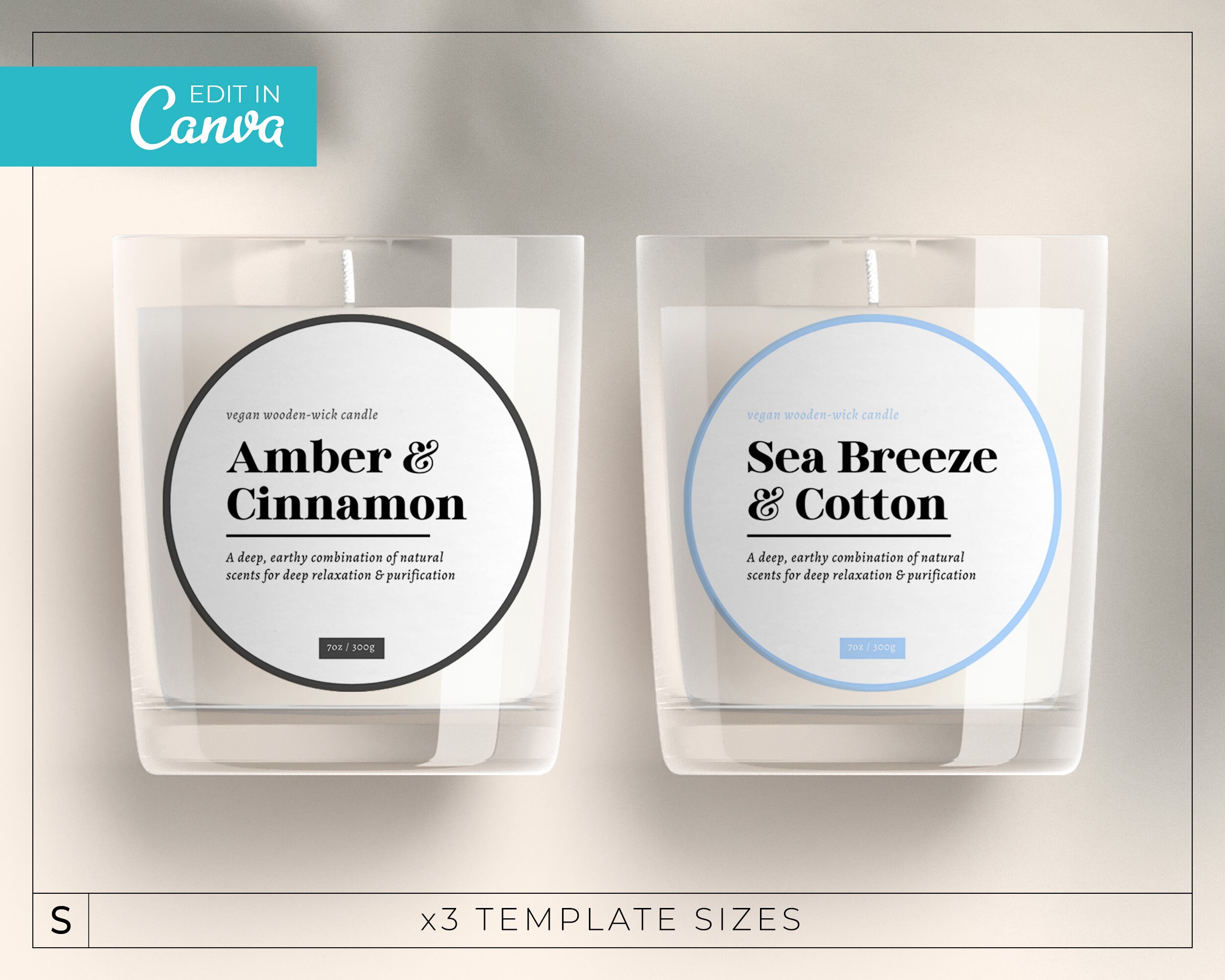 Modern Circular Candle Label Template / Circular Labels / Editable ...