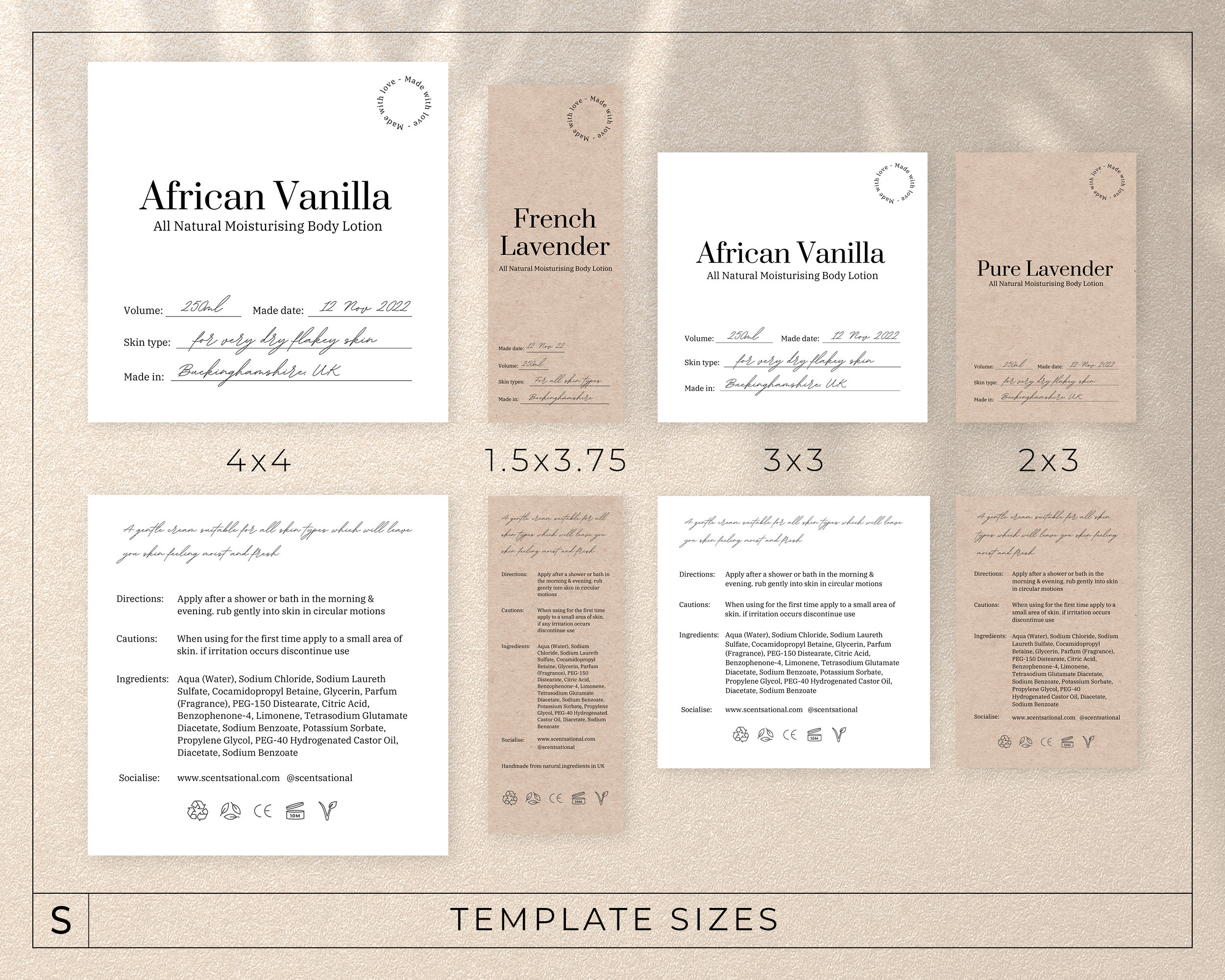 Rustic Bottle Label Template / Modern Hand Lotion Label - Etsy