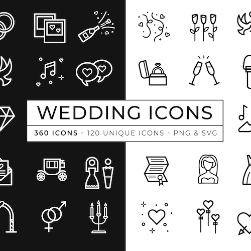Wedding Icons / Marriage Icon Pack / Wedding Elements Clipart - Etsy