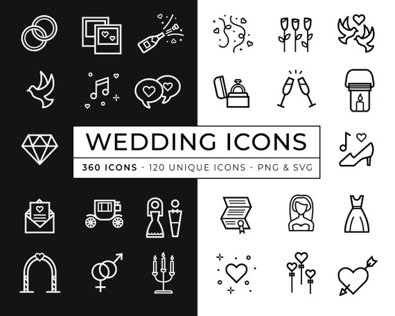 Wedding Icons / Marriage Icon Pack / Wedding Elements Clipart - Etsy India