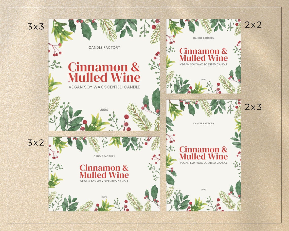 Illustrated Christmas Candle Label Template / Editable Christmas Labels ...
