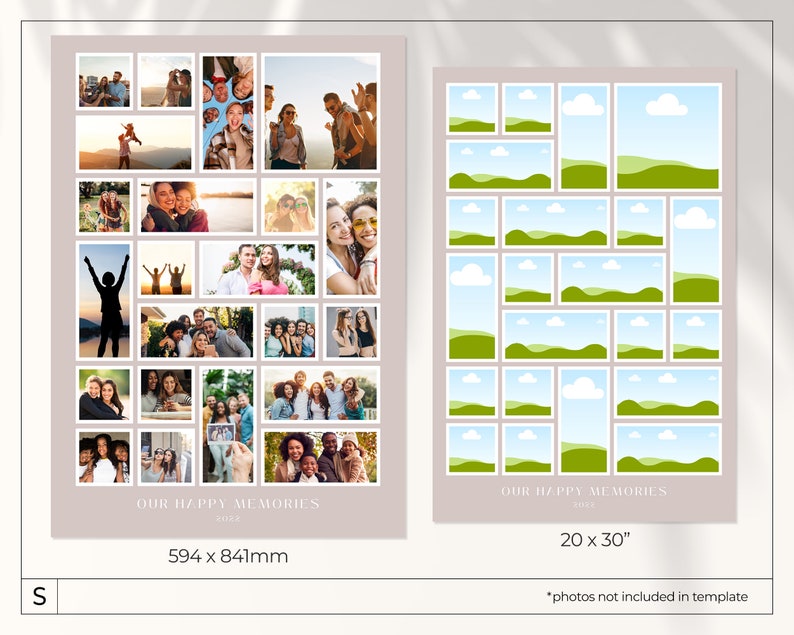 Modern Photo Collage Template / Editable Photo Grid / - Etsy