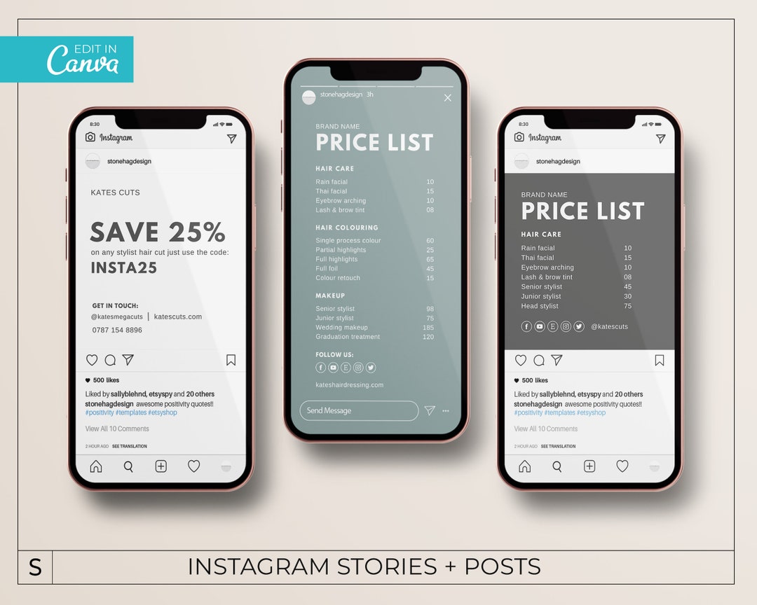 Bold Instagram Price List Template / Instagram Price List Template for ...