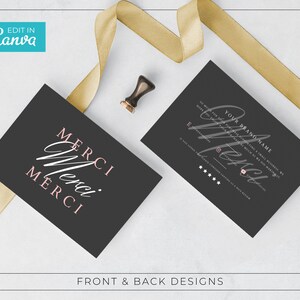 Merci Thank You Card Template Canva / Editable Thankyou Card Template ...