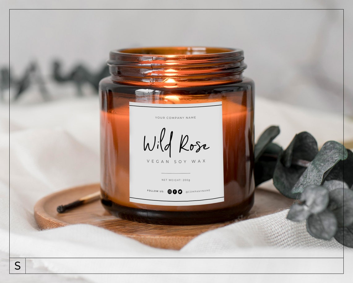 Simple Candle Label Template / Editable Candle Labels / - Etsy