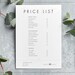 SMALL Price List Template / Feminine Menu Template / Postcard Heart ...