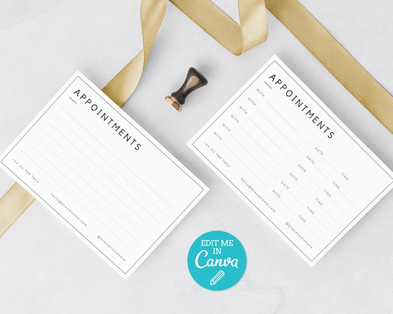 Editable Appointment Card Template / Simple Appointment Card / - Etsy