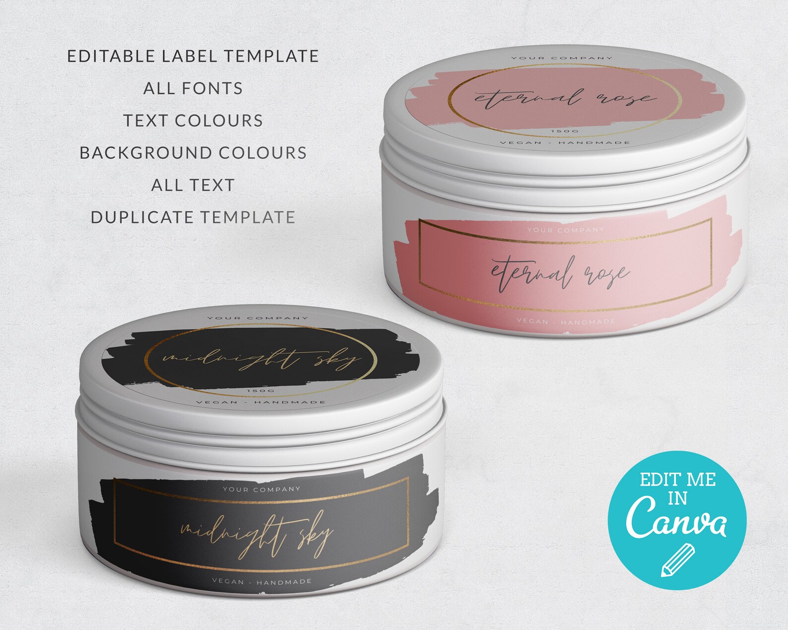 Minimalist Candle Tin Label Template / Gold Wrap Around Label | Etsy